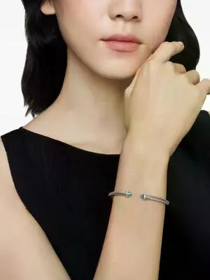 David Yurman Sterling Classic Cable Diamond And Topaz Bracelet