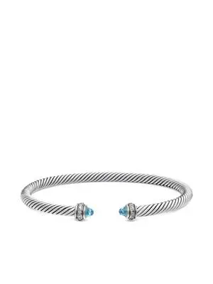 David Yurman Sterling Classic Cable Diamond And Topaz Bracelet