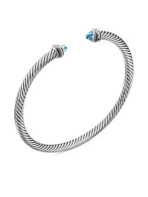 David Yurman Sterling Classic Cable Diamond And Topaz Bracelet