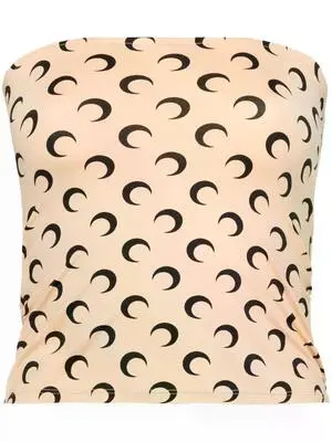 MARINE SERRE Moon-printed Strapless Tube Top