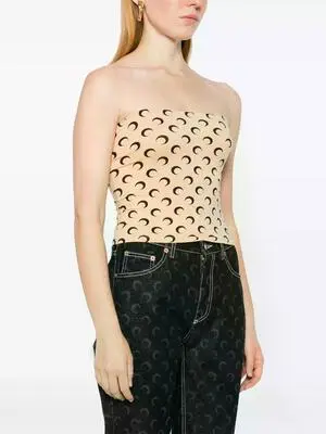 MARINE SERRE Moon-printed Strapless Tube Top