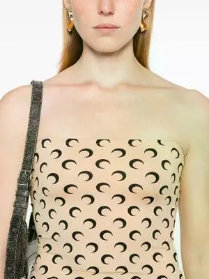 MARINE SERRE Moon-printed Strapless Tube Top