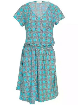 AMIR SLAMA Belted Graphic Print Dress