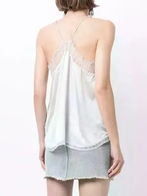 IRO PARIS Lace-trimmed Silk Top