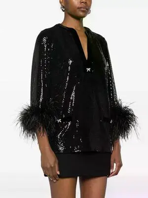 NISSA Feather-trim Blouse