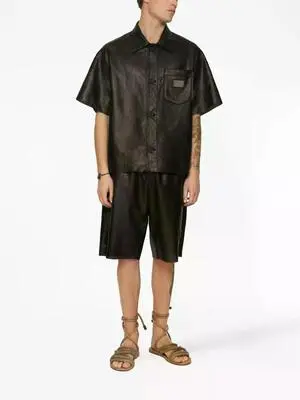Dolce & Gabbana Logo-plaque Leather Shirt