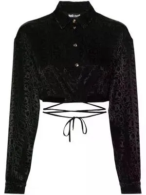 Just Cavalli Monogram Jacquard Cropped Blouse