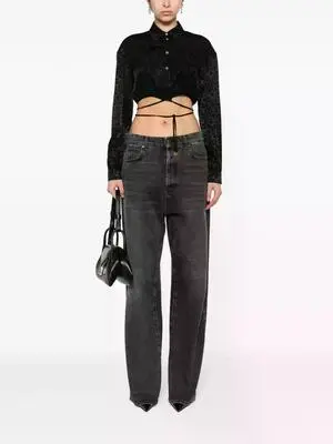 Just Cavalli Monogram Jacquard Cropped Blouse