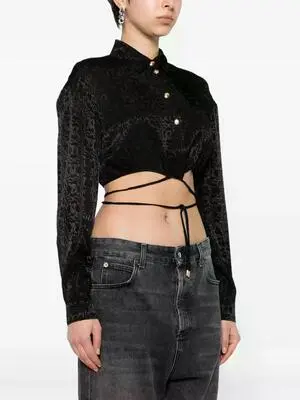 Just Cavalli Monogram Jacquard Cropped Blouse