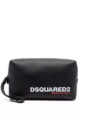 Dsquared2 Logo-print Leather Wash Bag - Black