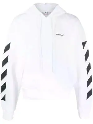 Off-White Diag-stripe Cotton Hoodie - White