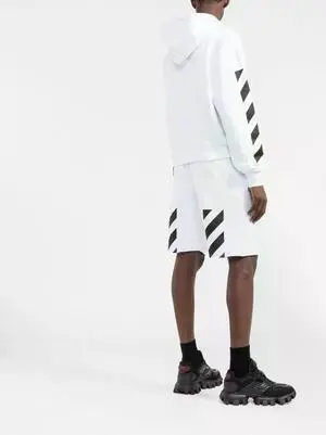 Off-White Diag-stripe Cotton Hoodie - White