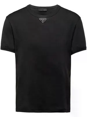 Prada Triangle-logo Cotton T-shirt - Black