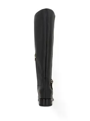 Santoni Knee-high Buckled Leather Boots - Black