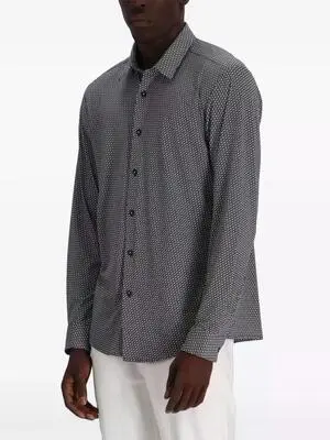 BOSS Geometric-print Long-sleeve Shirt - Black