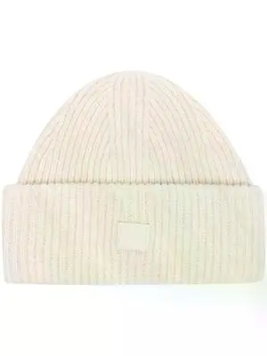 Acne Studios Logo Motif Rib-knit Beanie - Neutrals