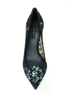 Dolce & Gabbana Lace-detail Heeled Pumps - Blue