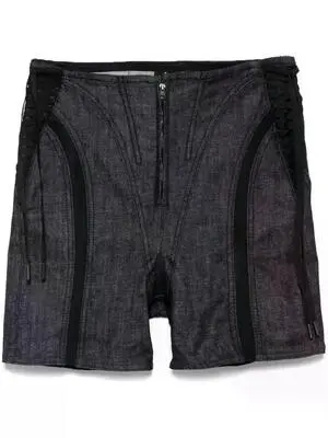 MUGLER Paneled High-waisted Shorts - Blue