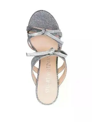 STUART WEITZMAN Glittered Bow Detail Stiletto Sandals