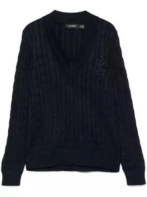 Ralph Lauren Cable-knit Cotton-blend V-neck Sweater