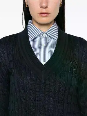 Ralph Lauren Cable-knit Cotton-blend V-neck Sweater
