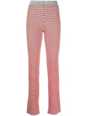 Rabanne Check-pattern Ribbed-knit Trousers