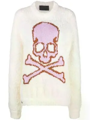 Philipp Plein Skull & Bones Knitted Jumper - Neutrals