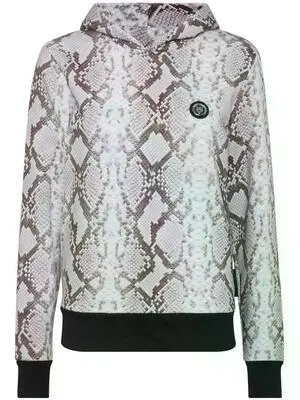 PLEIN SPORT Tiger Logo-patch Python-print Hoodie
