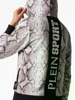 PLEIN SPORT Tiger Logo-patch Python-print Hoodie