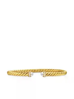David Yurman 18kt Yellow Cablespira Pearl And Diamond Bracelet - Gold