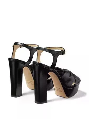 JIMMY CHOO Heloise 120 Leather Platform Sandals - Black
