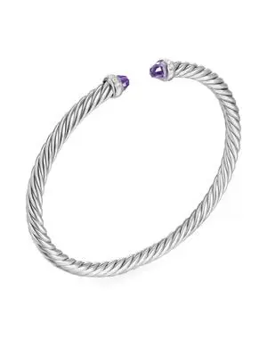 David Yurman Cablespira Amethyst And Diamond Bracelet