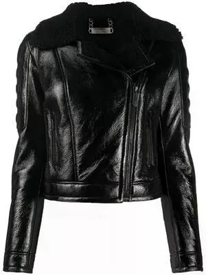 Philipp Plein Shearling-trimmed Moto Jacket