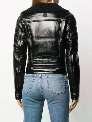 Philipp Plein Shearling-trimmed Moto Jacket