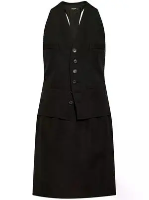 Dsquared2 V-neck Wool Dress - Black
