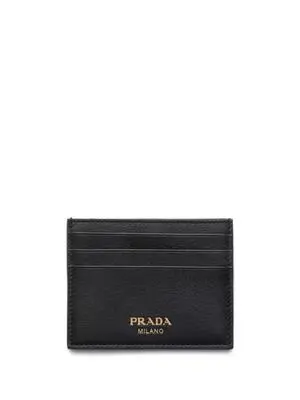 Prada Logo-stamp Leather Card Holder - Black