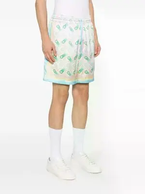 Casablanca Ping Pong Silk Shorts - Blue