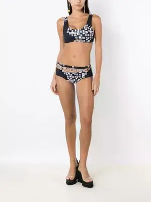 AMIR SLAMA Text-print Strappy Bikini
