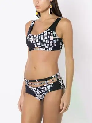 AMIR SLAMA Text-print Strappy Bikini