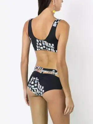 AMIR SLAMA Text-print Strappy Bikini