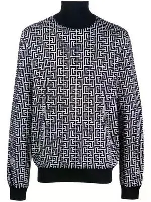Balmain Monogram-intarsia Roll-neck Jumper