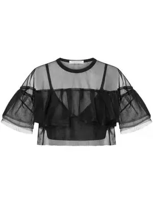 Philosophy Di Lorenzo Serafini Sheer Tulle Cropped Blouse