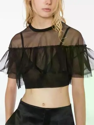 Philosophy Di Lorenzo Serafini Sheer Tulle Cropped Blouse
