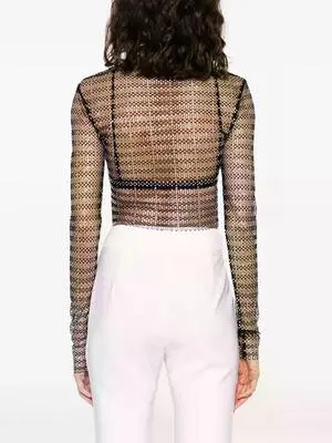 GENNY Rhinestone-embellished Mesh Top