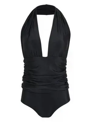 AMIR SLAMA Draped Swimsuit - Black