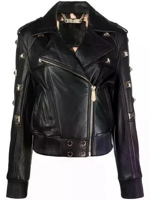 Philipp Plein Studded Leather Bomber Jacket