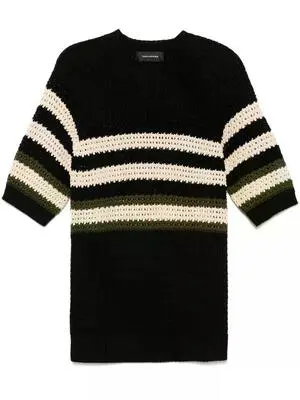 Tagliatore Striped Knitted Top - Black