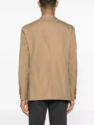 LARDINI Brooch-detail Double-breasted Blazer - Neutrals