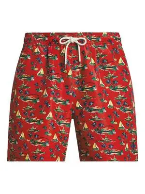 Polo Ralph Lauren Graphic-print Swim Shorts - Red