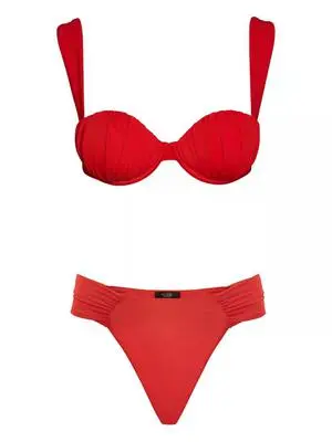 NOIRE SWIMWEAR Ruched Balconette Bikini - Red